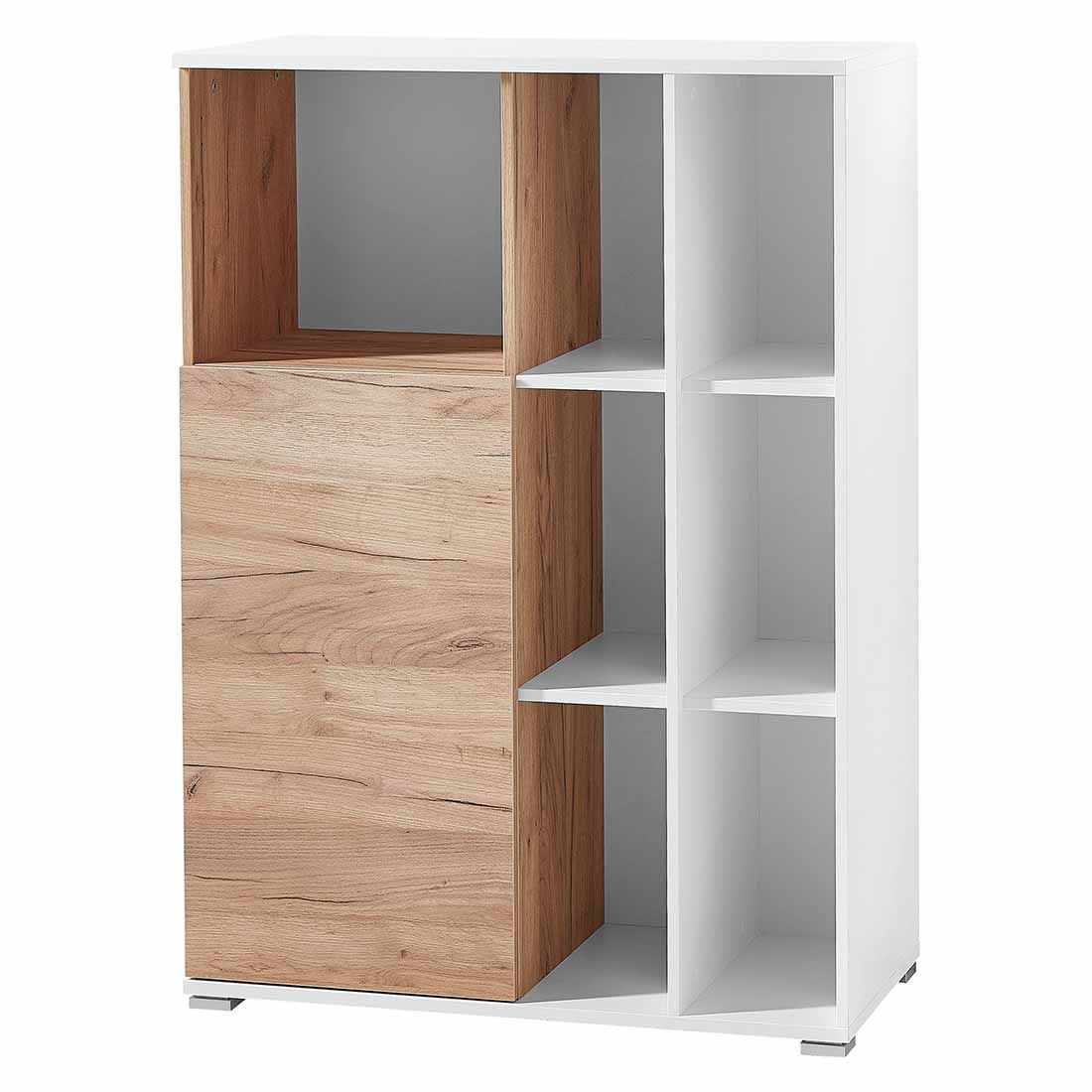 Germania Lioni Büroschrank 85x40x120cm Weiß/Navarra Eiche