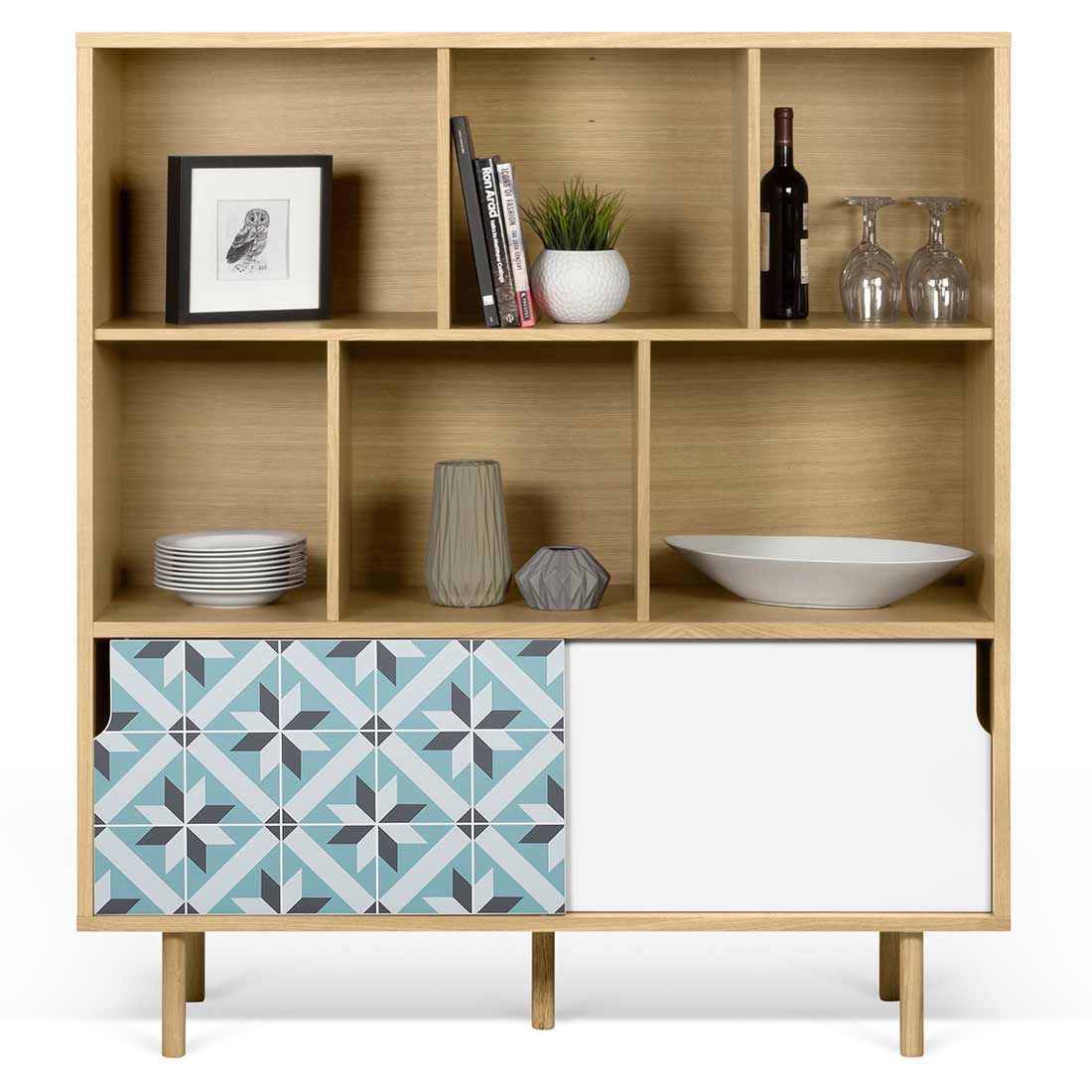 TEMAHOME Dann Highboard 135x45x152cm Eiche/Bunt