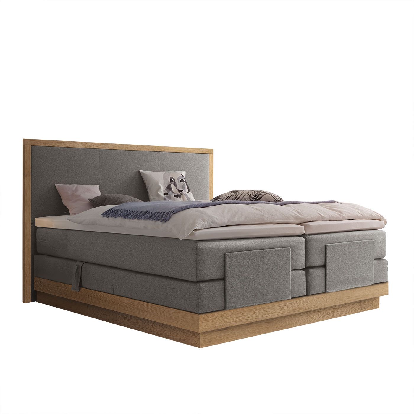 Hasena Boxspringbett Elegant elektrisch verstellbar Eiche Velours mit ...