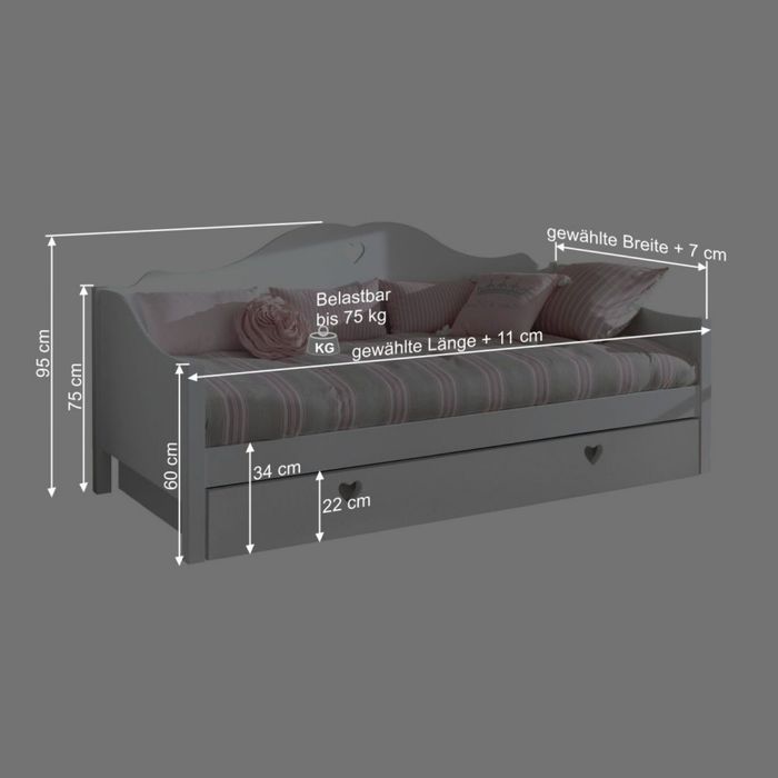 Sofa-Ausziehbett Asami mit Bettschublade 90x200cm | Betten.de